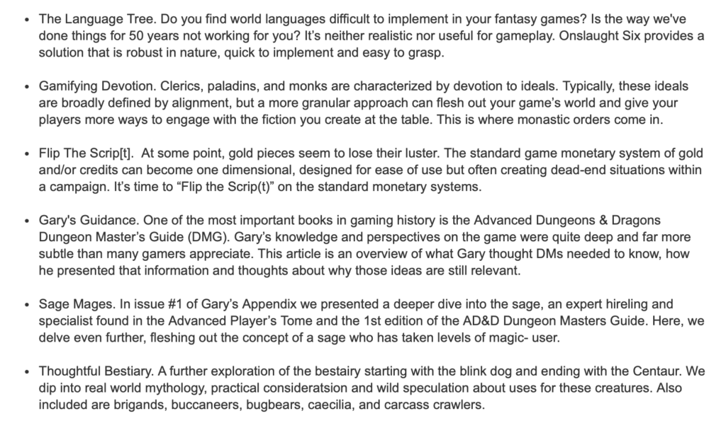 Gary’s Appendix: Issue 2 [Print + PDF] – RPG Ramblings